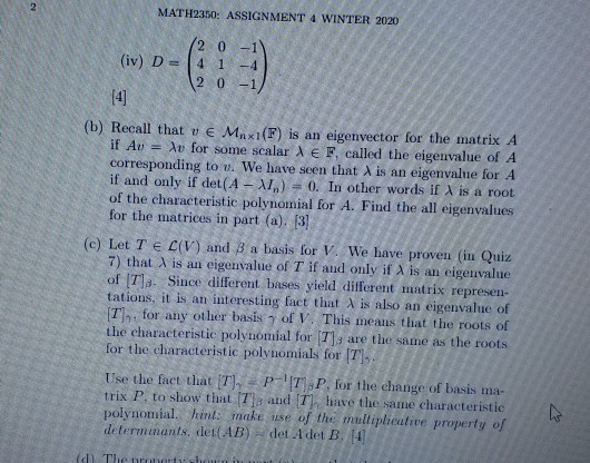 Solved (3) Let A e Mnxn (F). The polynomial (int) that | Chegg.com