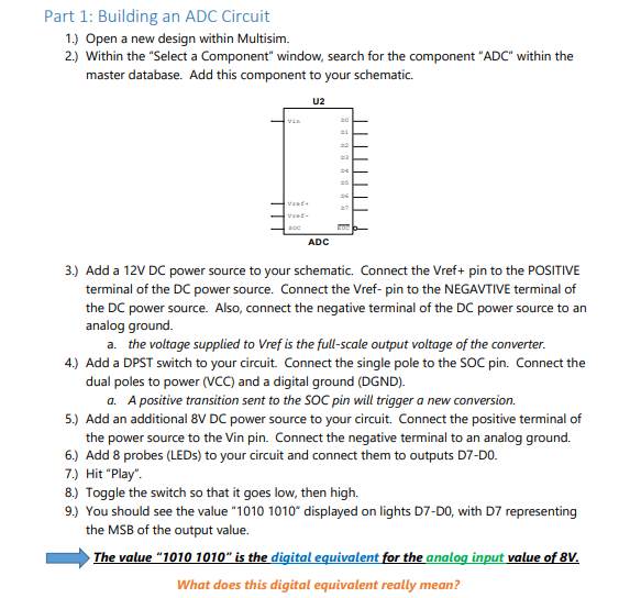 Solved 1.) Remember that every ADC has a step size, | Chegg.com