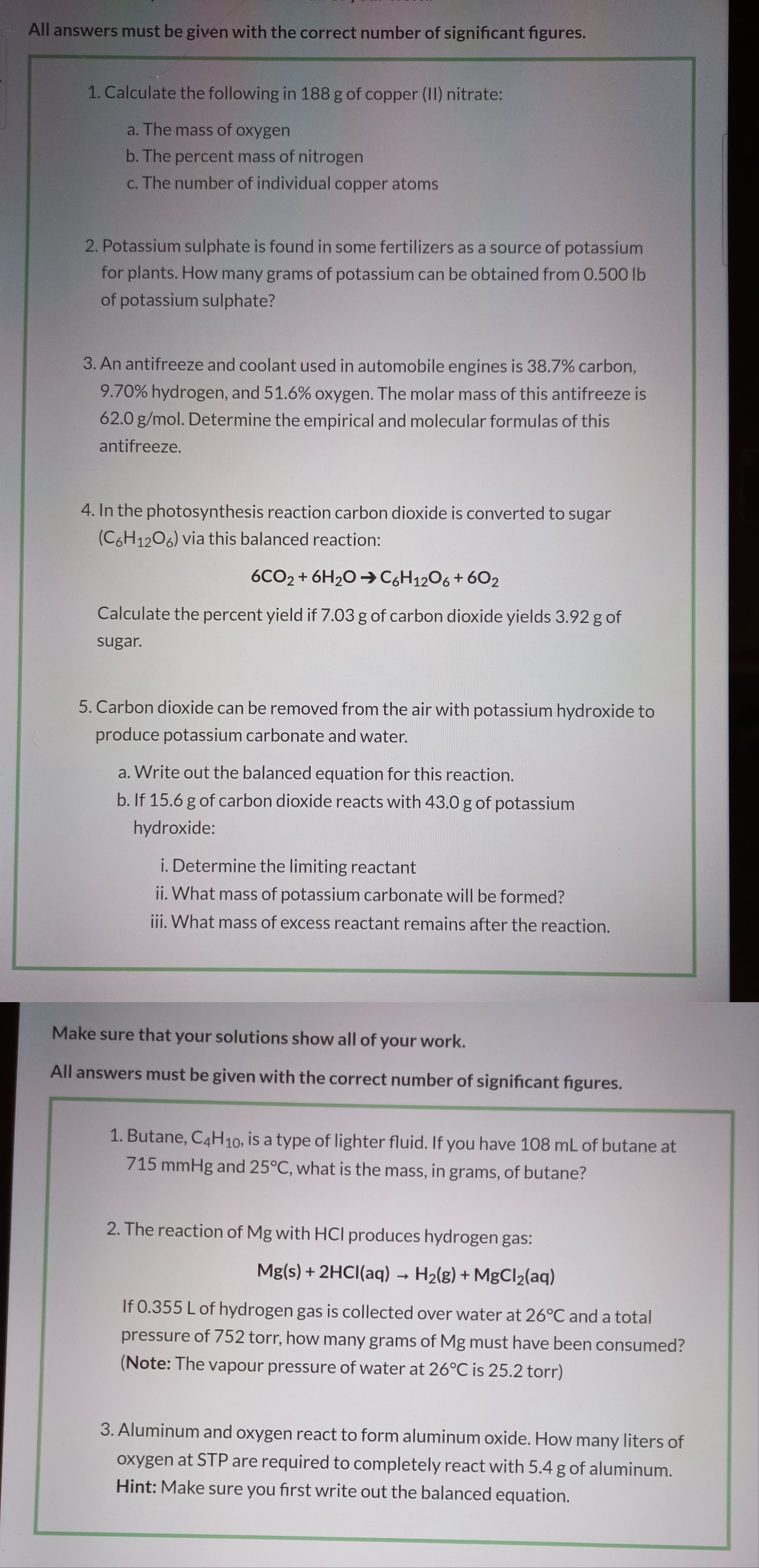 Solved I want the answers and steps to all of the questions | Chegg.com