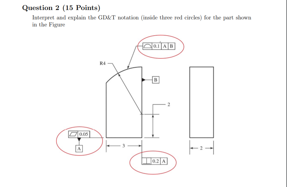 Solved Question 2 (15 Points) Interpret and explain the GD&T | Chegg.com