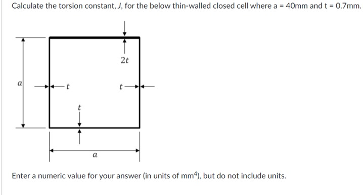 Solved Calculate the torsion constant, J, for the below | Chegg.com