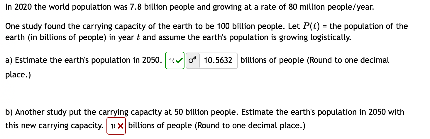 Solved In 2020 the world population was 7.8 billion people | Chegg.com