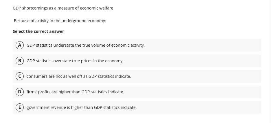 Solved GDP shortcomings as a measure of economic welfare | Chegg.com