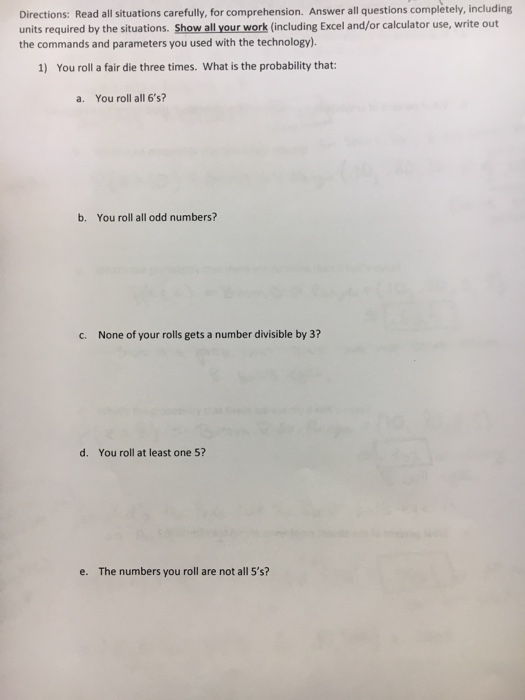 Solved Directions: Read all situations carefully, for | Chegg.com
