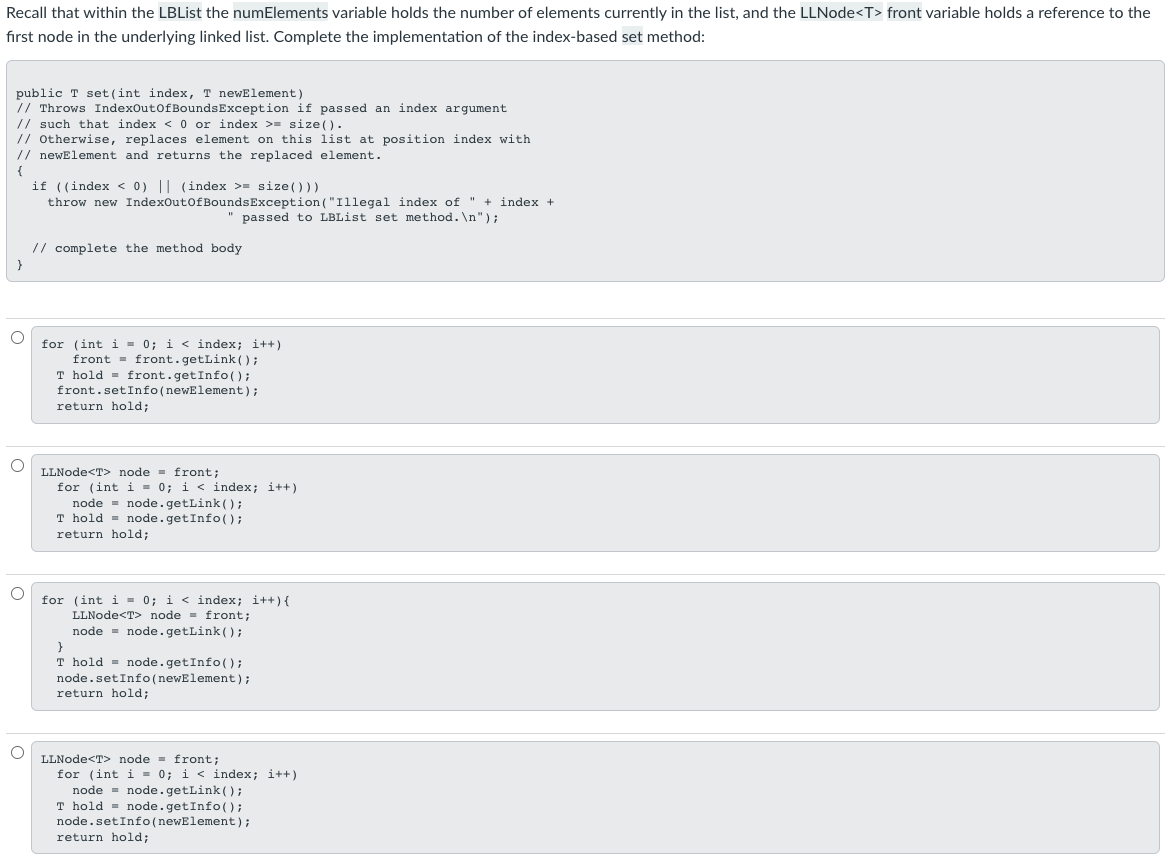 Solved first node in the underlying linked list. Complete | Chegg.com