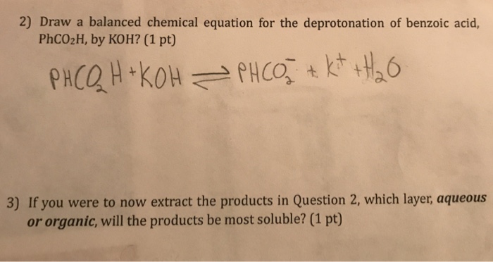 Solved 2) Draw a balanced chemical equation for the | Chegg.com