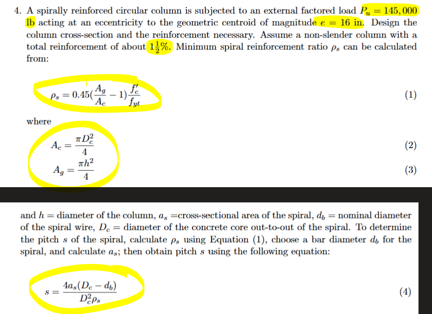 Solved and h= ﻿diameter of ﻿the column, as= ﻿cross-sectional | Chegg.com