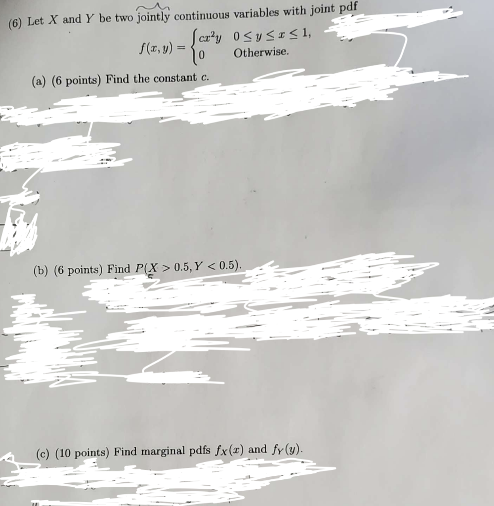 Solved (6) Let X and Y be two jointly continuous variables | Chegg.com