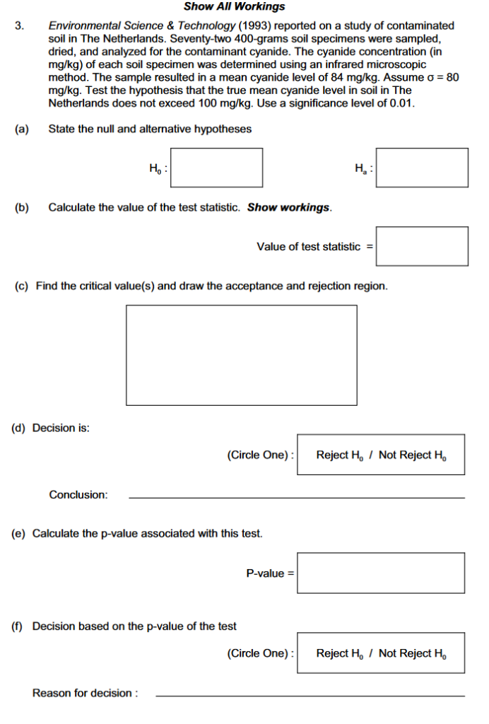 Solved Show All Workings 3. Environmental Science & | Chegg.com
