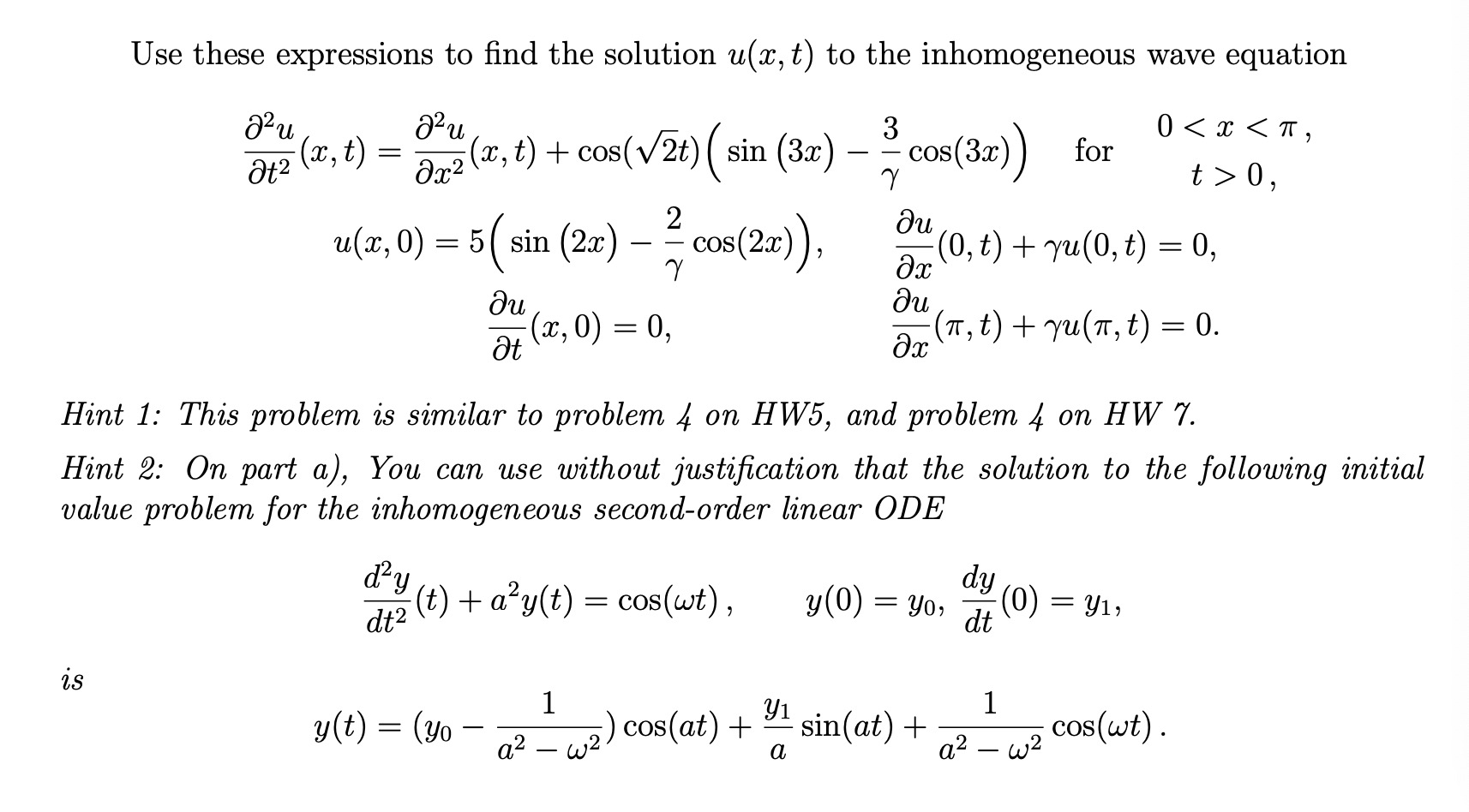 Solved Use these expressions to find the solution u(x,t) to | Chegg.com