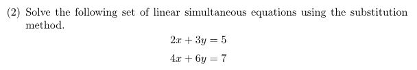 Solved (2) Solve the following set of linear simultaneous | Chegg.com