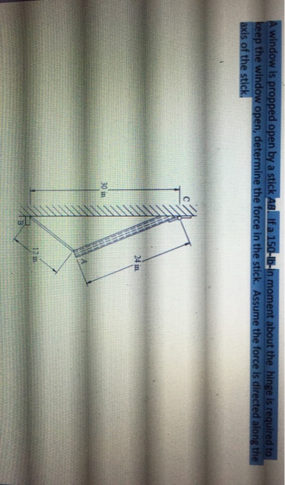 Solved A window is propped open by a stick AB. If a | Chegg.com