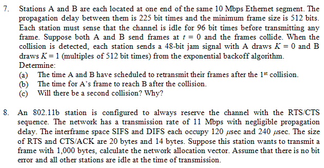 7. Stations A and B are each located at one end of | Chegg.com