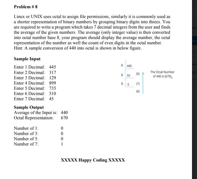 Solved Problem 8 Linux Or Unix Uses Octal To Assign File
