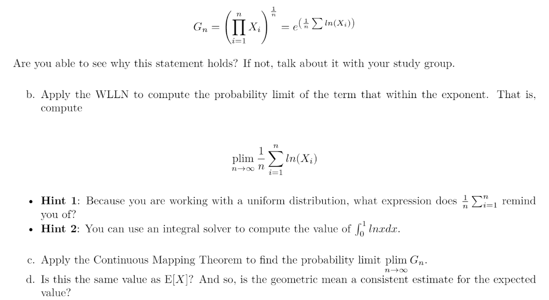 Solved Statistics Help on WLLN and Continuous Mapping | Chegg.com