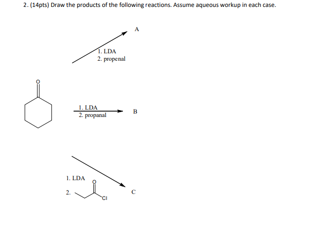 Solved 2. (14pts) Draw the products of the following | Chegg.com