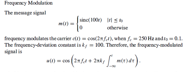 Solved Frequency Modulation The Message Signal Sinc 100t It