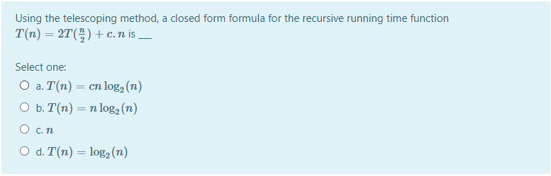 Solved Using the telescoping method, a closed form formula | Chegg.com