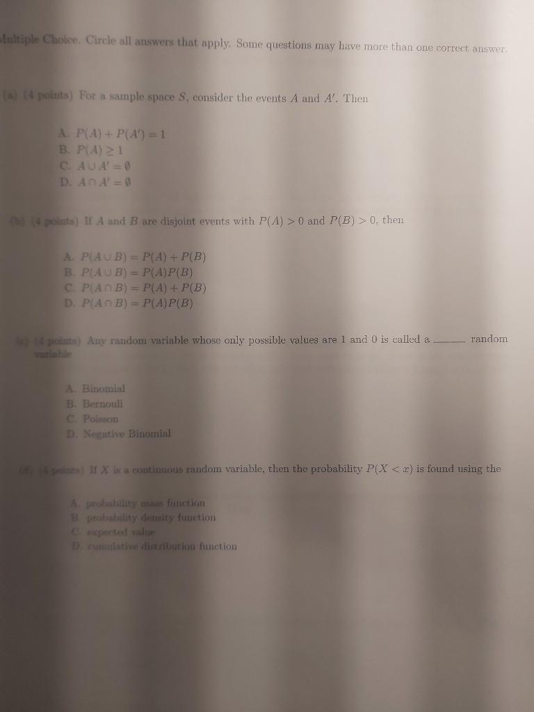 Solved ultiple Choice Circle all answers that apply. Some | Chegg.com