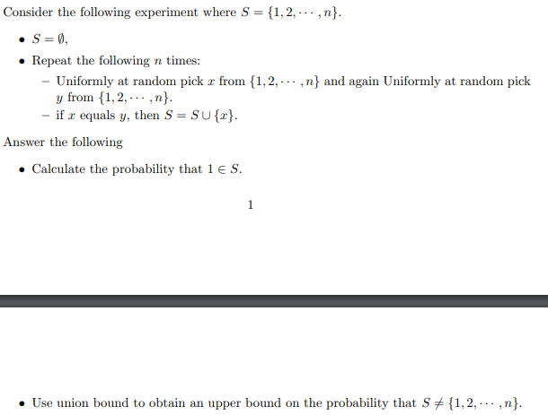 Consider the following experiment where S = | Chegg.com