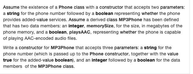 Solved Assume the existence of a Phone class with a | Chegg.com