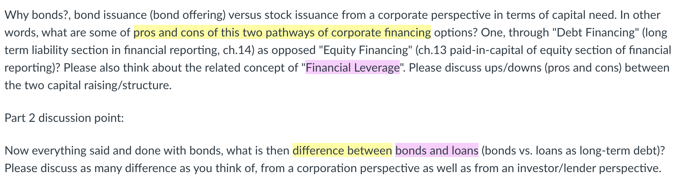Solved Why bonds?, bond issuance (bond offering) versus | Chegg.com