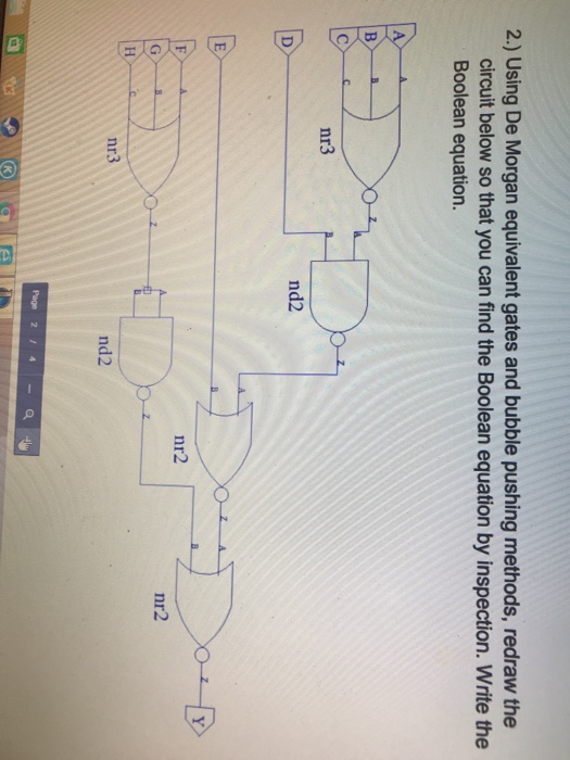 Solved 2.) Using De Morgan equivalent gates and bubble | Chegg.com