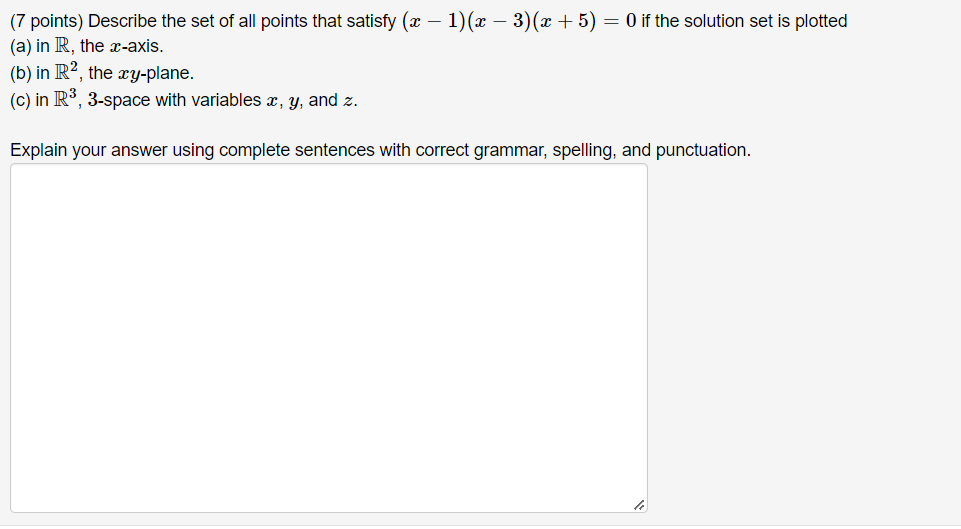Solved (7 points) Describe the set of all points that | Chegg.com