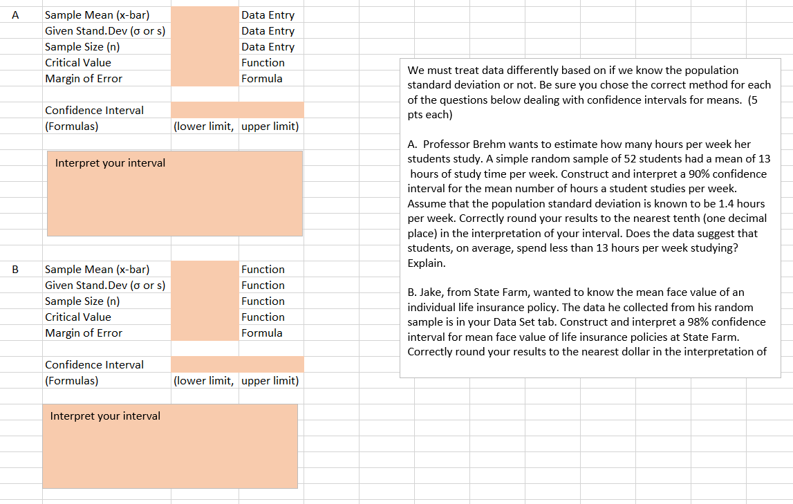 Solved A Sample Mean (x-bar) Given Stand. Dev (o or s) | Chegg.com