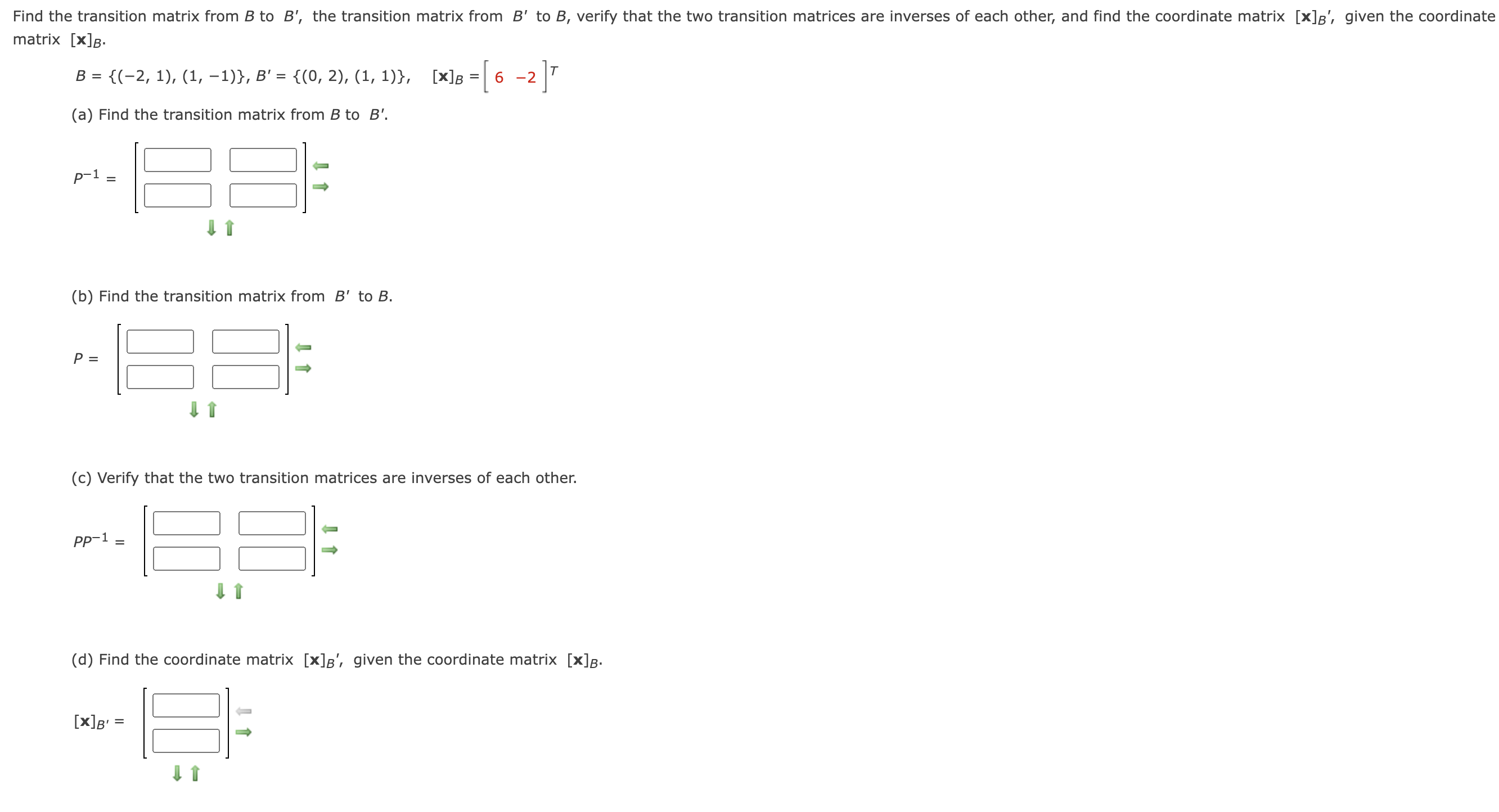 Solved matrix [x]B. | Chegg.com