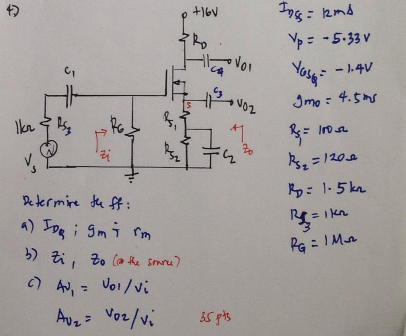 Solved +16V ovol Inss = 12m Vp = - 5.33v Yosg=1.40 Imo: 4.50 | Chegg.com