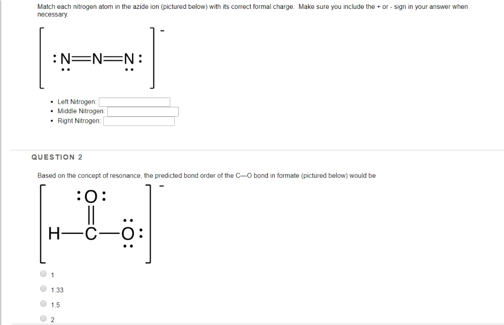 Solved Question 1: Match each nitrogen atom in the azide | Chegg.com