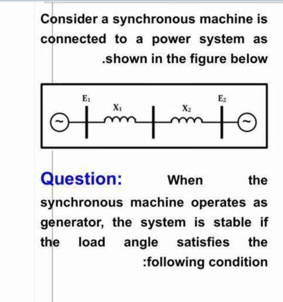 Solved Consider a synchronous machine is connected to a | Chegg.com