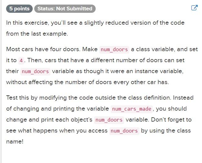Solved 12.5.6 Cars, Part 2In this exercise, you'll see a | Chegg.com