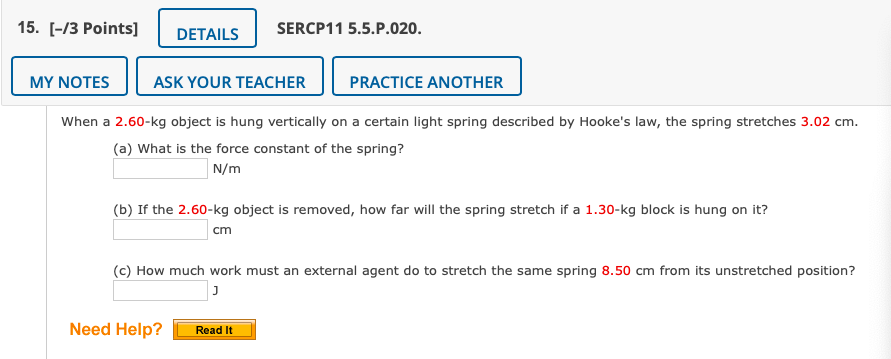 Solved 15. [-13 Points) DETAILS SERCP11 5.5.P.020. MY NOTES | Chegg.com Solved 15. [-13 Points) DETAILS SERCP11 5.5.P.020. MY NOTES | Chegg.com