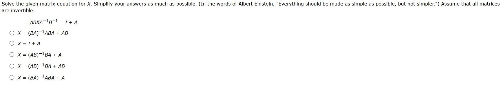 Solved Solve the given matrix equation for X. Simplify your | Chegg.com