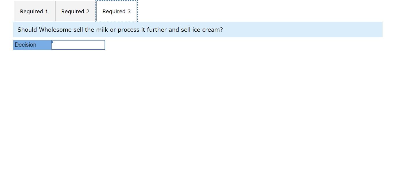 Solved Wholesome Dairy processes milk. The cost of the milk | Chegg.com