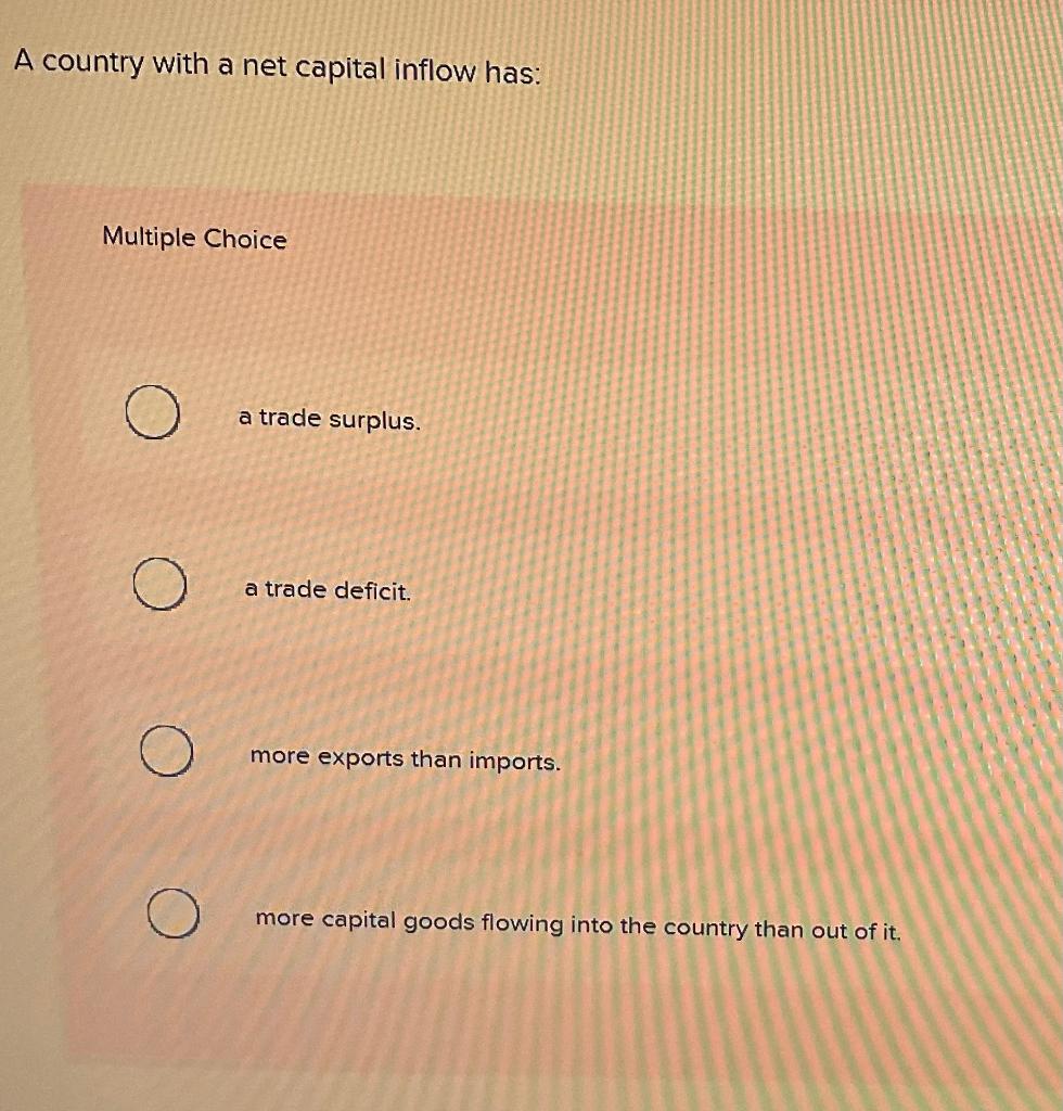 Solved A country with a net capital inflow has: Multiple | Chegg.com