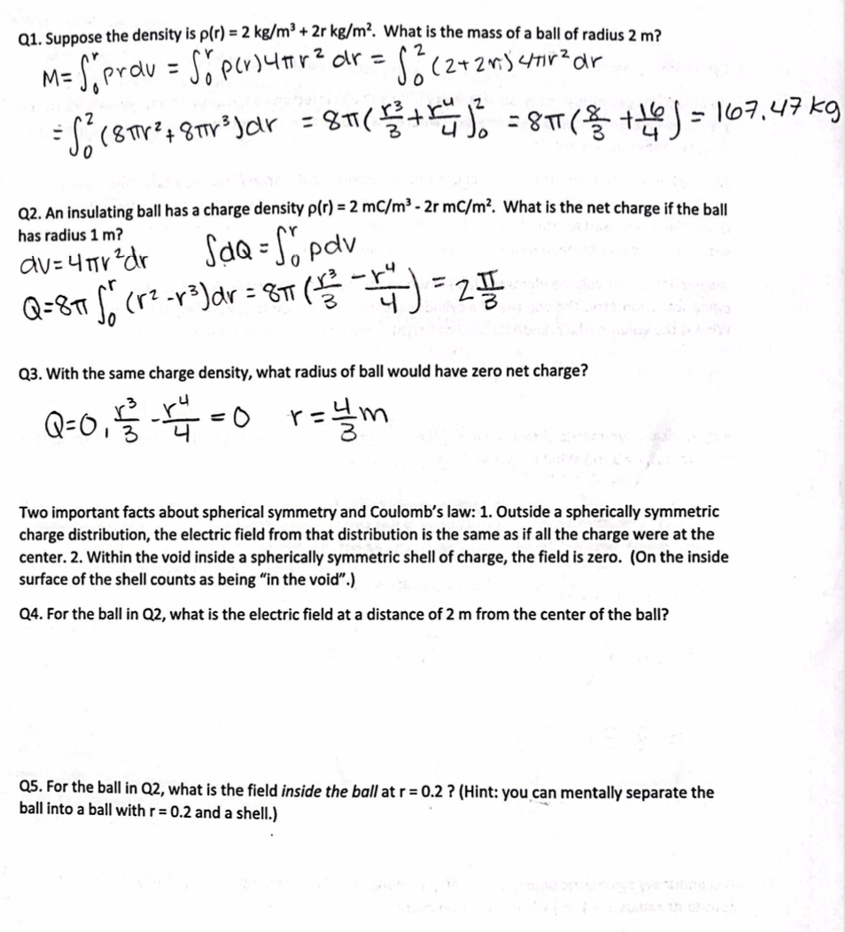 Solved Q1. Suppose the density is ρ(r)=2 kg/m3+2rkg/m2. What | Chegg.com