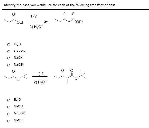 Solved Identify the base you would use for each of the | Chegg.com
