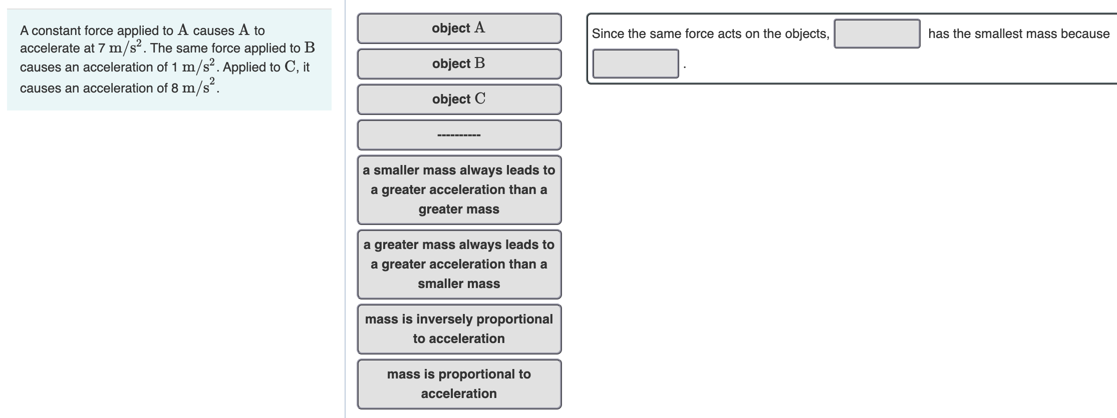 Solved A constant force applied to A causes A to accelerate | Chegg.com