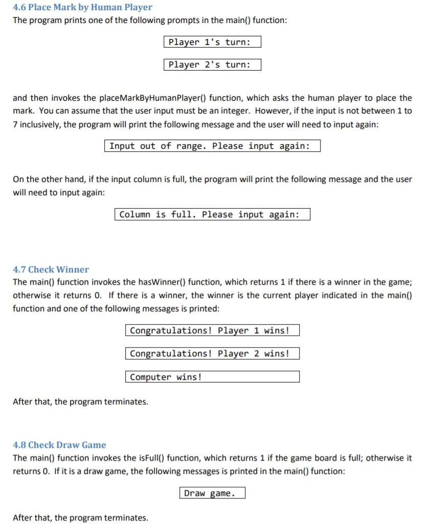 your task is to implement the game of Connect 4 for | Chegg.com