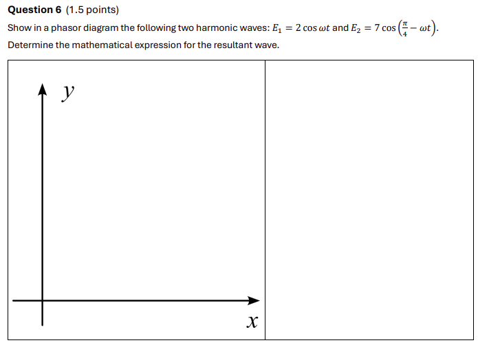 Solved Question 6 (1.5 ﻿points)Show in ﻿a phasor diagram the | Chegg.com