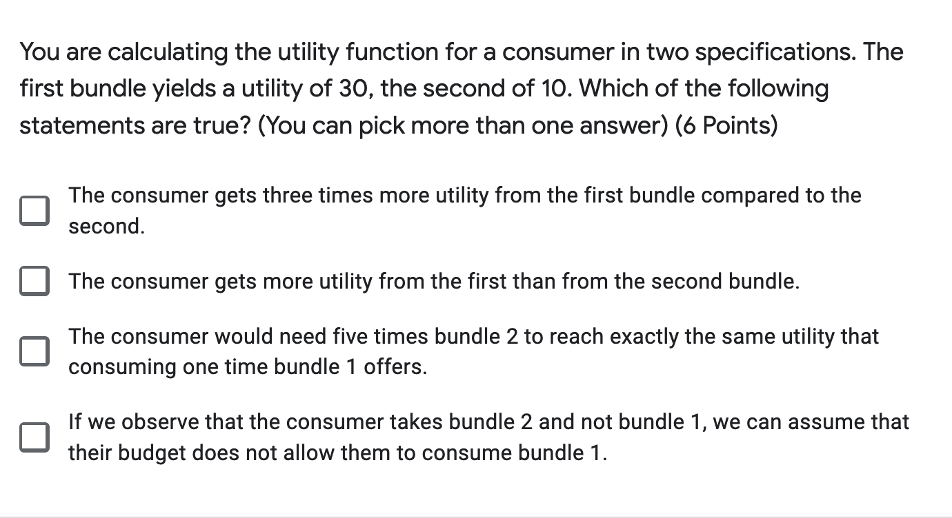 Solved You are calculating the utility function for a | Chegg.com