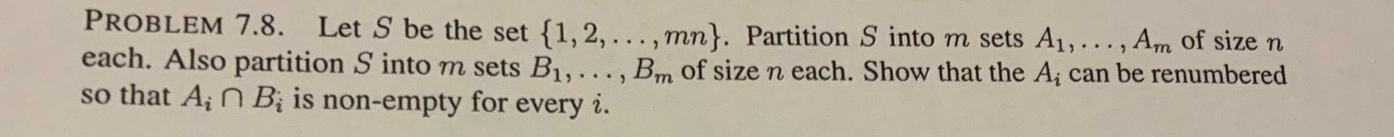 Solved PROBLEM 7.8. Let S be the set {1, 2, ..., mn}. | Chegg.com