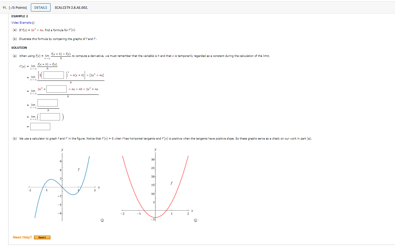 Solved 11. [-/5 Points) DETAILS SCALCET9 2.8.AE.002. EXAMPLE | Chegg.com