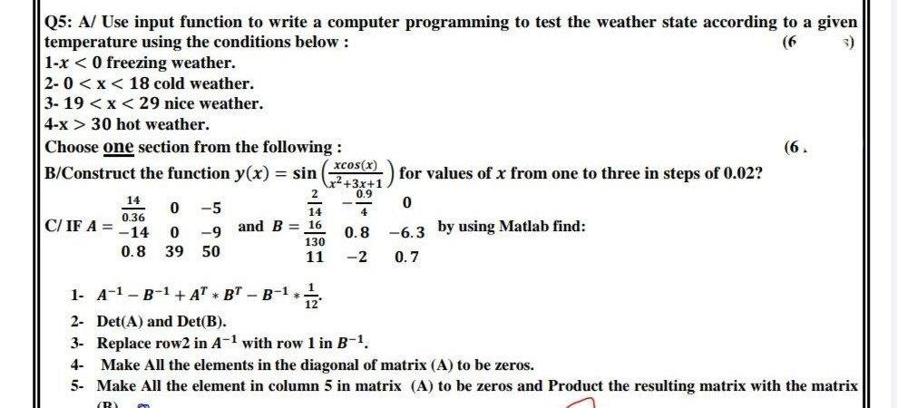 Q5 A Use Input Function To Write A Computer 1034