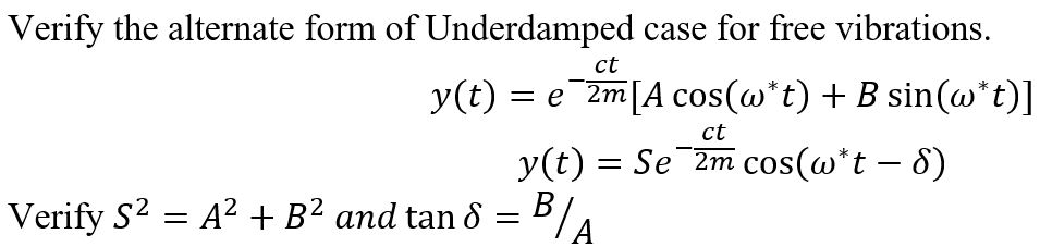 Solved Verify the alternate form of Underdamped case for | Chegg.com