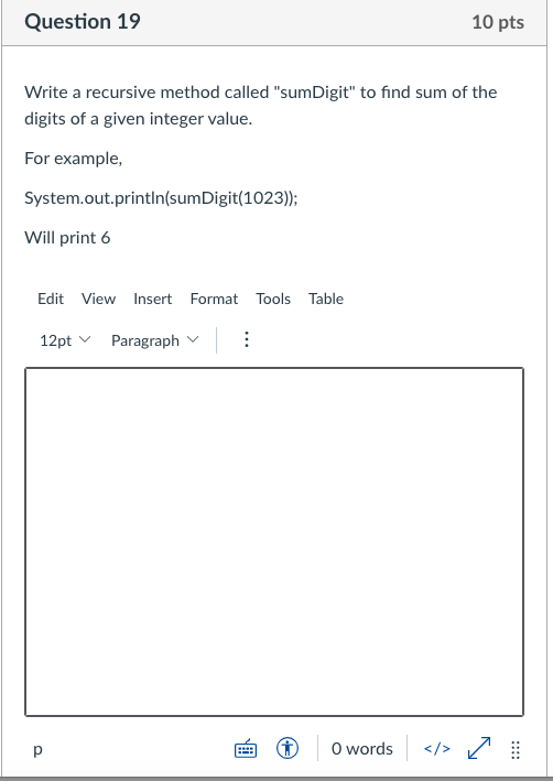 Solved Question 19 10 pts Write a recursive method called | Chegg.com