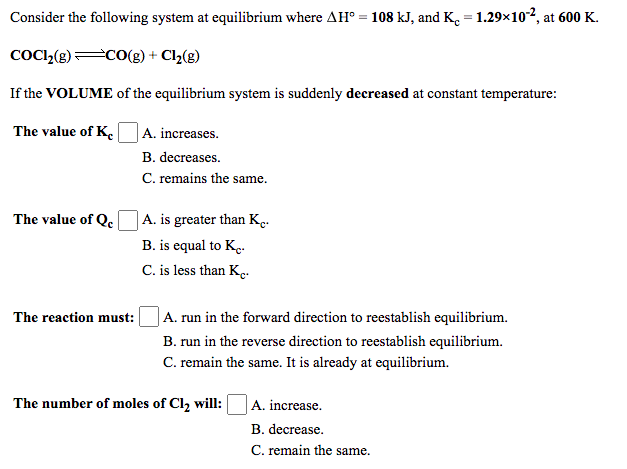 Solved Write the equilibrium constant expression, K, for the | Chegg.com